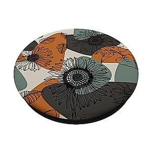 Boho Sunflower Line Art Abstract Minimalist Flowers PopSockets Standard PopGrip