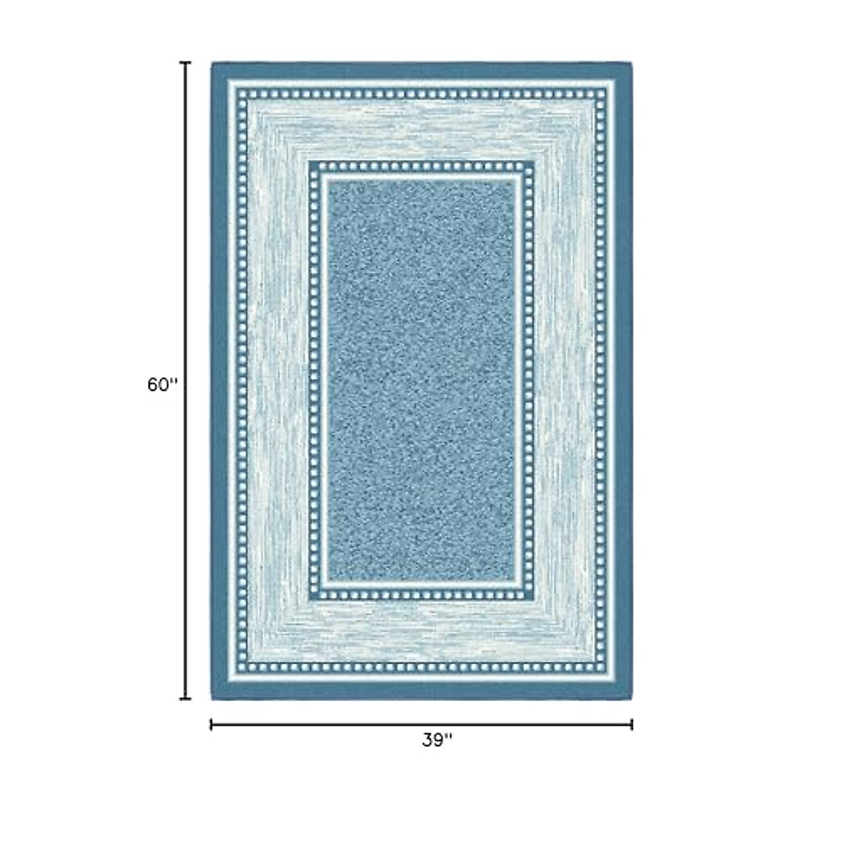Ottomanson Ottohome Non-Slip Rubberback Bordered Design 3x5 Indoor Area Rug, 3'3" x 5', Turquoise