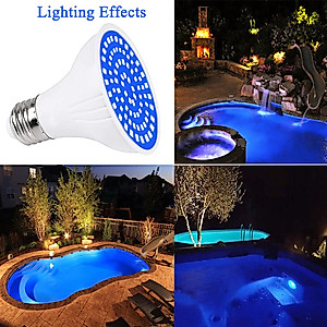 Blue LED Spa Light Bulb 120v 15W 1500 Lumen Endless Dark Ocean Blue Par20 Swimming Spa Bulb for Pentair and Hayward Spa System E26 Base