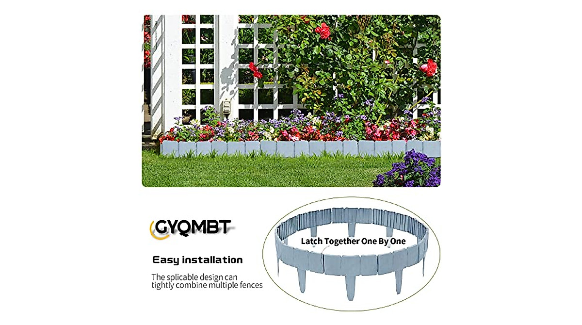 No Dig Garden Edging Border - 16.4 ft Plastic Fence
