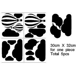 DXLING White Clouds & Hot Air Balloons Nursery Kids Childs Room Vinyl Wall Art Sticker Baby Wall Decals Removable Waterproof Wallpaper D952 (White)