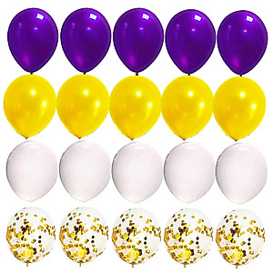 Graduation Party Decorations Purple Yellow/Purple Yellow Balloons Purple Graduation Decorations 2024 NYU/Mardi Gras Party/Purple Yellow Gold Birthday Party Decoration Balloons of 20pcs