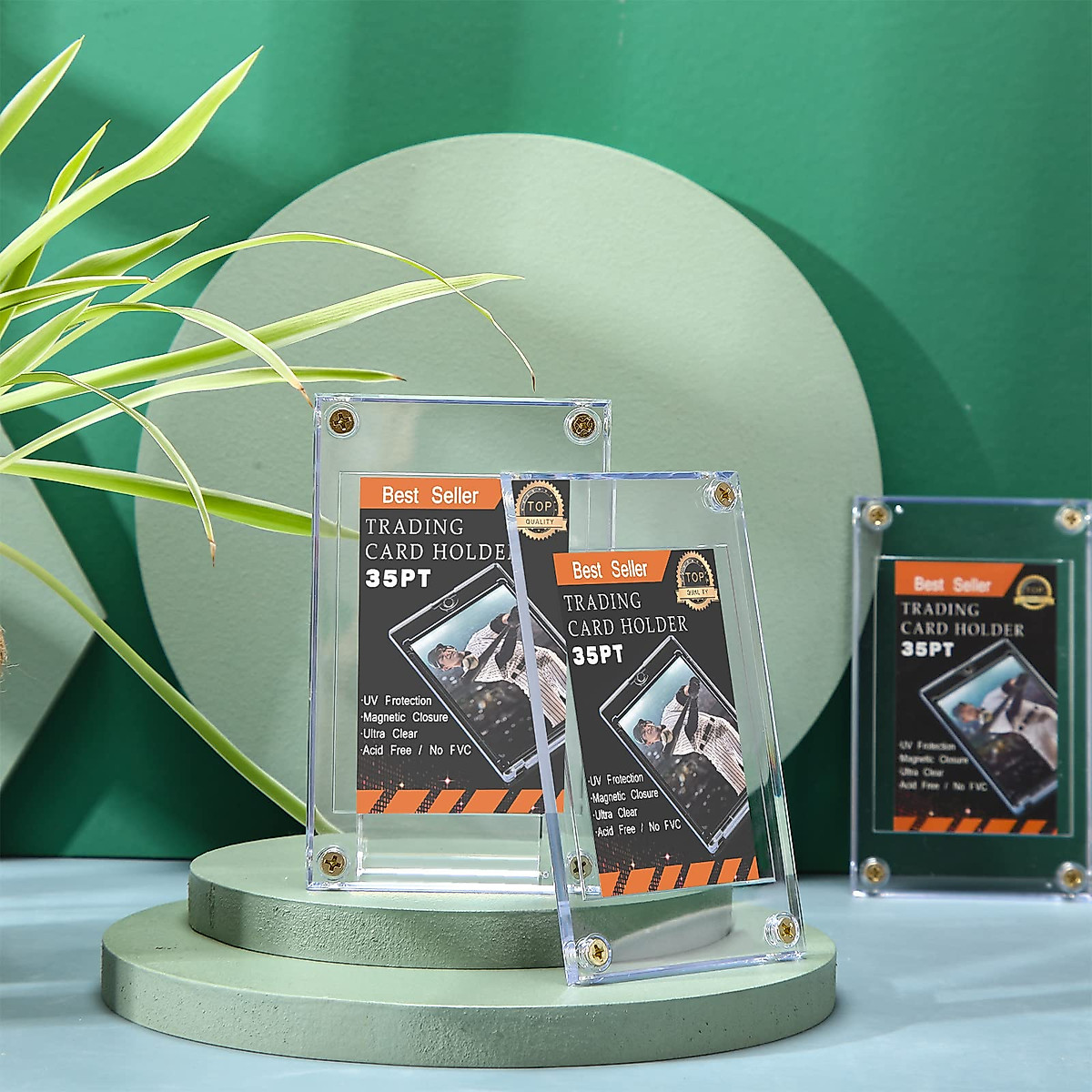 10 Pieces Trading Card Protector, Baseball Card Protector, 35 PT Acrylic Screw Card Holder Clear Display Card Protector for Baseball Football Sports Card Trading Cards Game Card Storage and Display