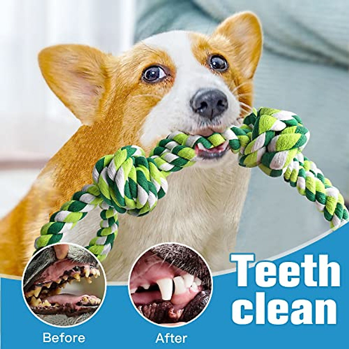 UPSKY Dog Rope Toys 2 Nearly Indestructible Dog Toys, Dog Toy for Medium to Large Breed, Dental Cleaning Chew Toys, Dog Tug Toy for Boredom, Dog Grinding Teeth, Dog Rope Toy for Aggressive Chewers