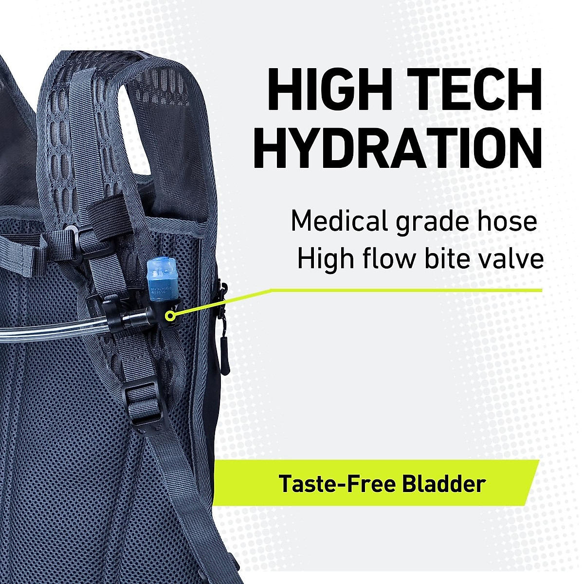 Vibrelli Hydration Pack & 2L Hydration Water Bladder - High Flow Bite Valve - Hydration Backpack with Storage - Lightweight Running Backpack, Also for Cycling, Hiking, Ski, Snow for Men, Women & Kids