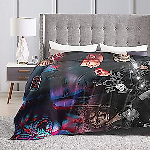 Nle Rapper Choppa Music Collage Throw Blanket Packable Classic Lightweight Blankets Decor for Bed Couch Living Room Travel Outdoor 80"X60"