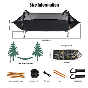 Camping Hammock with Mosquito Net and Rainfly Cover,Camping Hammock,Lightweight Portable Hammock,Waterproof Camping Hammock for Outdoor Backpacking Hiking Travel (Camouflage)