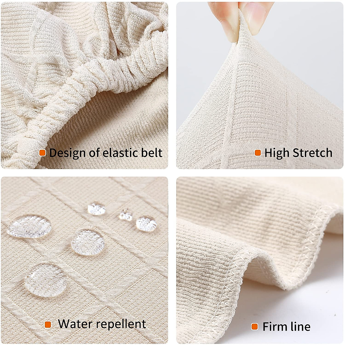 Fuloon Waterproof Dining Chair Covers, Parsons Chair Slipcover, Super Fit Stretch Kitchen Chairs Slipcovers, Removable Washable Chairs Seat Slipcover for Dining Room, Kitchen, Banquet (6 Pack, Beige)