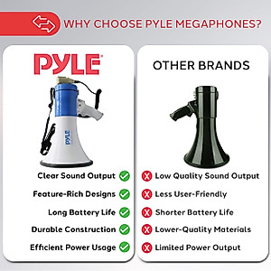 Pyle Megaphone PA Bullhorn Speaker - Built-in Siren 50 Watts Rechargeable Battery- 10 Sec Record Function for Football Baseball Basketball Cheerleading Fans Coaches or for Safety Drills - (PMP59IR)