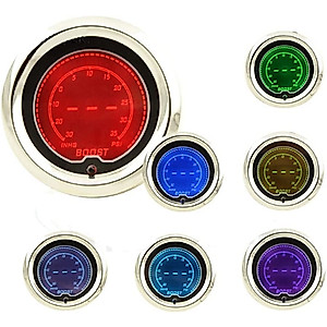 LEVANLIGHT Black 7 Color LED Display 30 PSI Turbo Boost/Vacuum Gauge Kit for Car Truck | 7 Adjustable Color LED | Dual Digital Analog Output | 2-1/16" 52mm