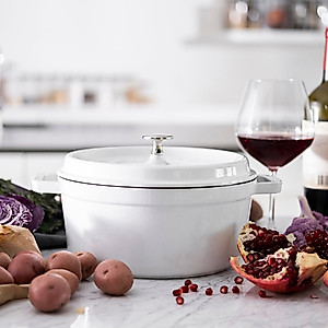 Staub Cast Iron 4-qt Round Cocotte - White, Made in France