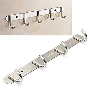 Pxyelec 11 Inch Coat Hooks SUS304 Stainless Steel Wall Mounted Coat Rack Towel Hook with 4 Heavy Duty Hooks,Wall Mount,Brushed Nickel, Pack of 2