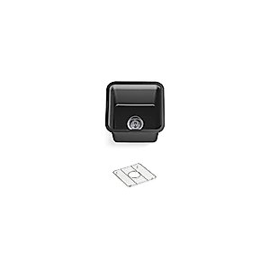KOHLER K-8223-CM7 Cairn 15-1/2" Undermount Single-Bowl Bar Sink, Neoroc Composite Bar Kitchen Sink with Sink Rack, Matte Graphite