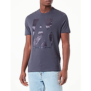 A|X ARMANI EXCHANGE Men's Silky Large Logo T-Shirt, Ebony, L