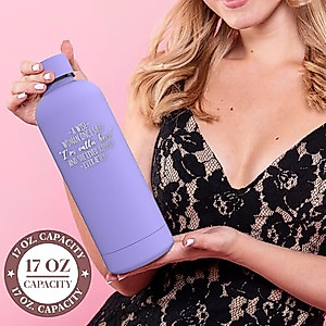 A Wise Woman Once Said I'm Outta Here and Lived Happily Ever After Engraved Insulated Stainless Steel Water Bottle Tumbler Cap Lid 17 oz. (Pink)