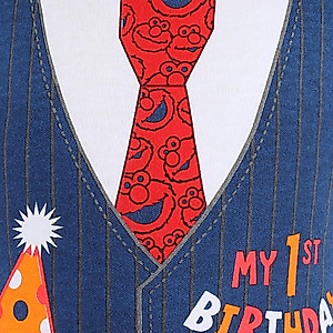 Sesame Street Elmo First Birthday Baby Boys Bodysuit Creeper for Infants