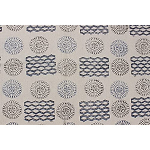 Casavani Hand Block Printed Rug Abstract Blue & Beige Tassel Rug Easy Care Washable Rugs for Doormat Entryway Living Room Bedroom Hallway Balcony 2.6x8 Feet Runner