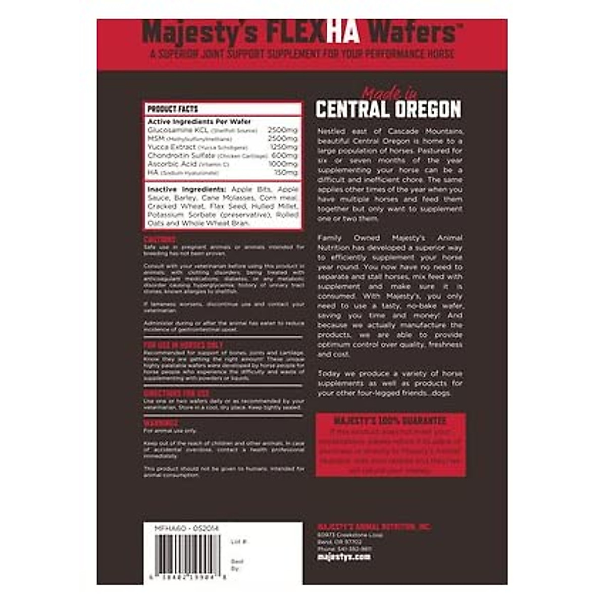 Majesty's Flex HA Wafers - Superior Performance Horse/Equine Joint Support Supplement - HA, Vitamin C, Yucca, Glucosamine (Peppermint, 2 Pack(120 Count Total))