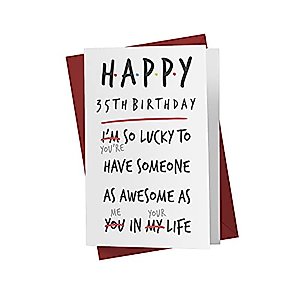 35th Birthday Card - You Are Lucky 35th Anniversary Card For Father, Mother, Brother, Sister, Mom, Dad, Friend - 35 Years Old Birthday Card - Happy 35th Birthday Card - With Envelope