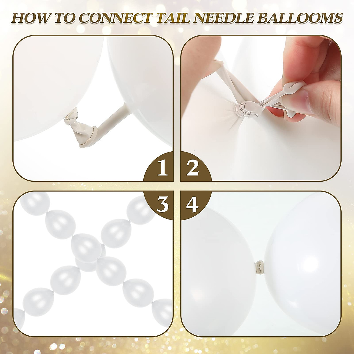 160 Pcs Link Balloon 12 Inch 6 Inch Linking Balloons Quick Linkable Needle Tail Latex Balloons for Christmas Birthday Happy New Year Party Wedding Graduation Arch Decors (Matte White)