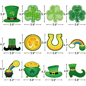 St Patricks Day Decorations Hanging Swirls Shamrock Clover Leprechaun Horseshoe Ceiling Foil Swirls for Lucky Day Party Supplies 36Pcs