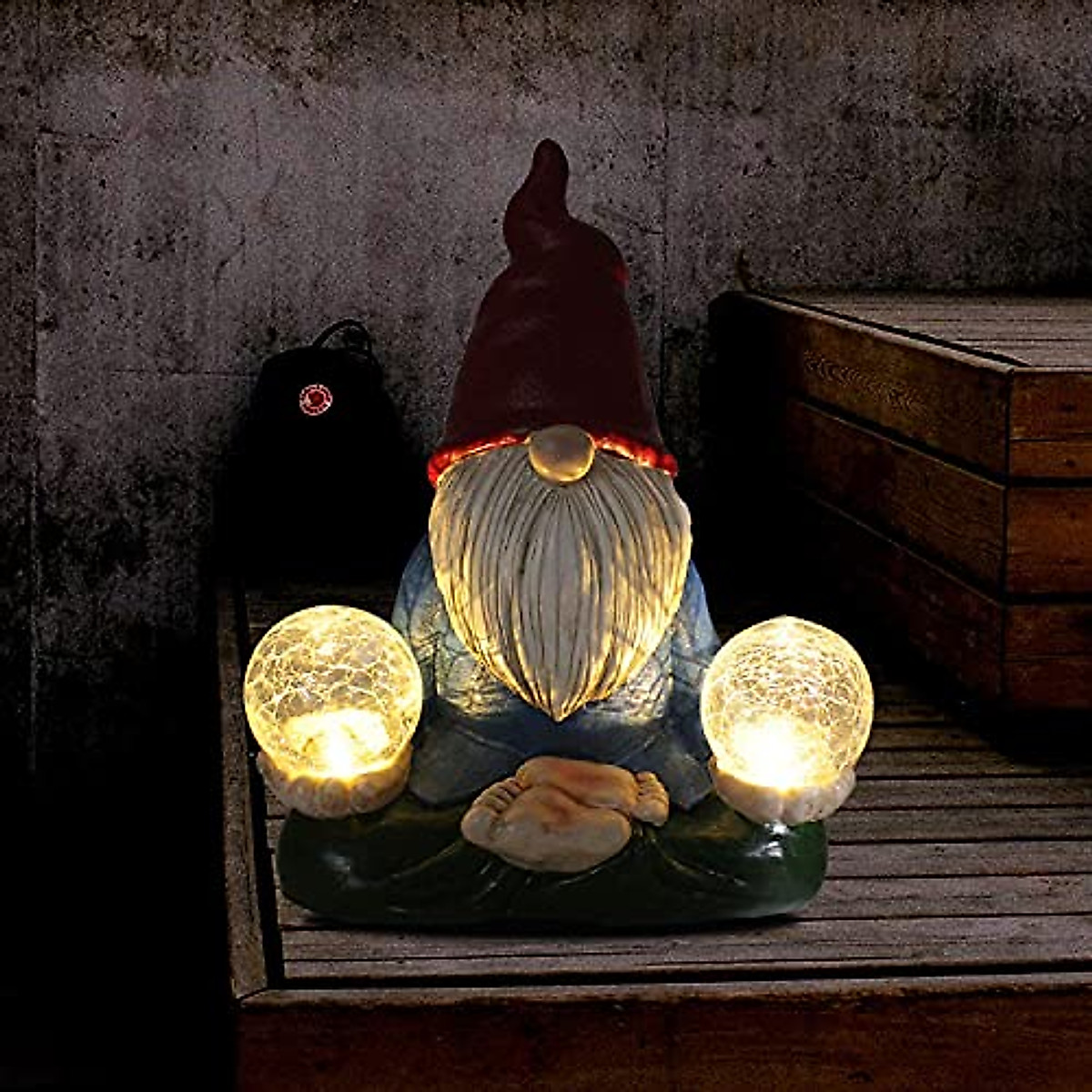Solar Garden Gnomes Decorations Funny Zen Glowing Naughty Sculpture Statue Outdoor Yard Lawn Decor Resin