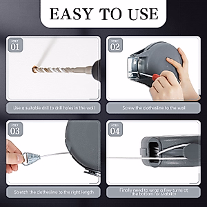 ZOES HOMEWARE Retractable Clothesline Heavy Duty Retracting Clothes Line Outdoor and Indoor with Durable ABS Shell and 38 Feet Extruded PVC Line,with Lock to Prevent Sagging