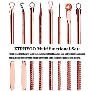 ZTRHYOO Blackhead Remover Pimple Comedone Extractor Tool Best Acne Removal Kit - Treatment for Blemish, Whitehead Popping, Zit Removing for Risk Free Nose Face Skin with Case(Rose, 4 Piece Set)