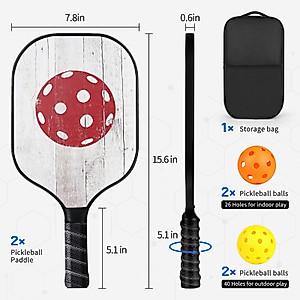 Pickleball Paddles Pickle Ball Set - Paddle Rackets Sets of 4 Pack Racket Pickleballs Equipment Gifts for Beginners Farmhouse KAI-ROAD