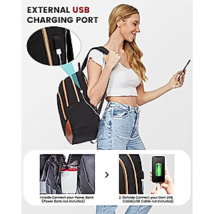 LOVEVOOK Laptop Backpack for Women & Men, 15.6 Inch Anti Theft Travel Backpack with USB Port, Stylish Casual Daypack for College, Large Capacity Teacher Nurse Work Backpack Purse, Black & Brown