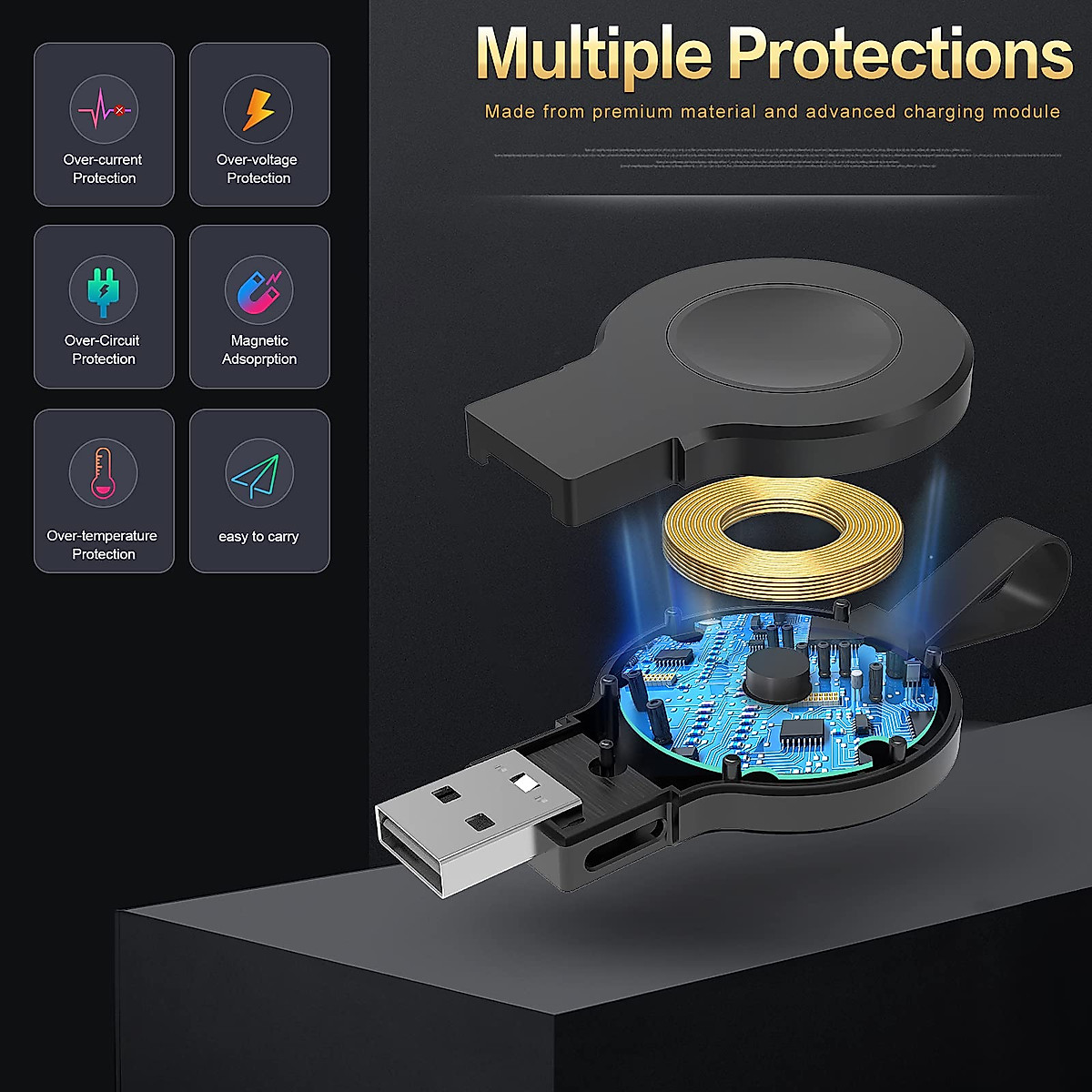 2 Pack Wireless Chargers Compatible for Apple Watch Portable USB Magnetic iWatch Charger,Travel Cordless Charger Fast Charging for Apple Watch Series 6/5/4/3/2/1/SE 44mm 42mm 40mm 38mm(White)