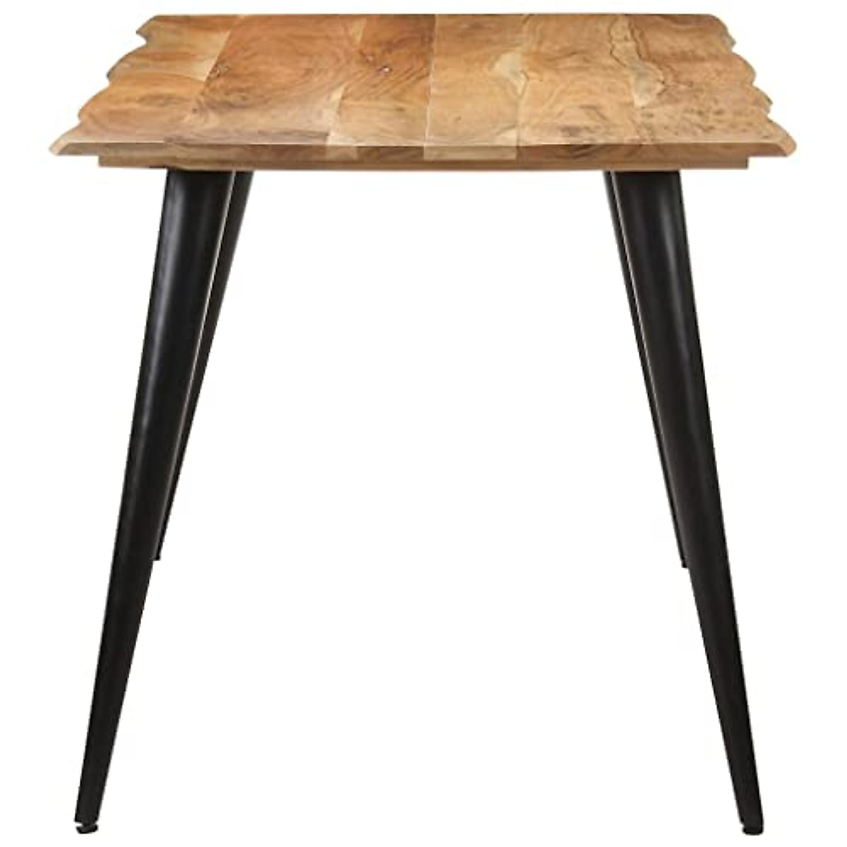 YAFF 63-Inch Dining Table, Solid Wood Dining Table with Steel Legs, Rustic Natural Finish Kitchen Desk, Easy Assembly, Natural & Black