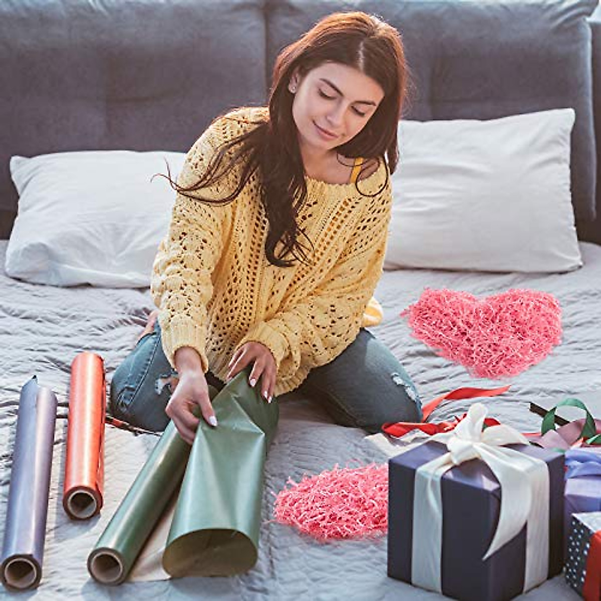 3 Bags Valentine’s Crinkle Cut Papers Shred Filler Pink Raffia Paper Shreds Pink Tissue Paper Shred Craft Paper for Basket Filling Present Wrapping Wedding Bridal Party Supplies