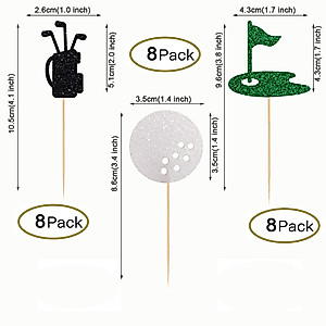 BoningNEW 24PCS Glitter Golf Cupcake Topper Golf Bag Ball Lawn Cake Picks for Birthday Party Wedding Baby Shower Party Outdoor Sports Theme Party Decorations Supplies