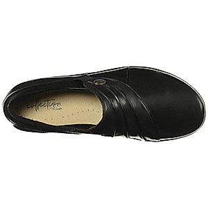Clarks Women's Hope Roxanne Loafer, Black Leather, 9.5 W US