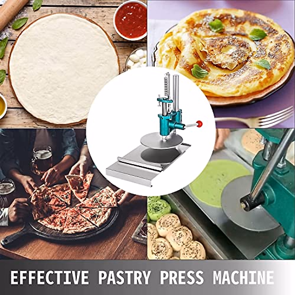 HACSYP Dough Sheeter, Dough Pastry Manual Press Machine with Cast Iron Base, Stainless-Steel Household Pizza Pastry Press, for Commercial (Size : 16cm)