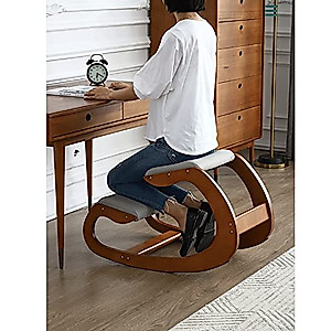 XMSM Posture Correction Kneeling Chair Ergonomic for Office, Kids Angled Seat Learning Rocking Office Chair Knee Stool for Relief Men & Women, Teenager Hunchback,Poor Posture, Kyphosis, Etc