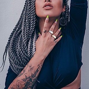 JINAO 9mm 5Rows 14K Gold Plated Iced Out Lab Simulated Diamond Cubic Zirconia Eternity Wedding Band Ring for Men Women (White Gold, 9)