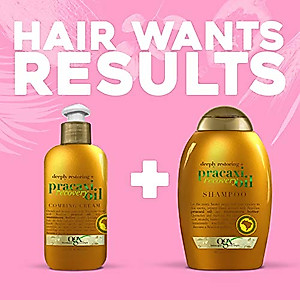 OGX Deeply Restoring + Pracaxi Recovery Oil AntiFrizz LeaveIn Combing Cream with Murumuru Butter SulfateFree Surfactants Conditioning Hair Treatment to Detangle Style Mint, 8 Fl Oz