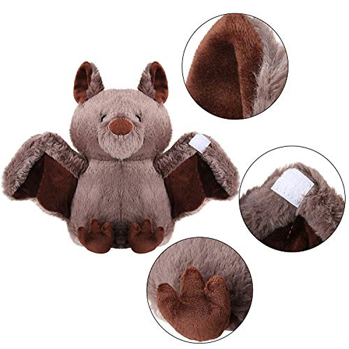Plush Bat Bashful Stuffed Animal Bat Cute Plush Animal Halloween Furry Doll 11 Inches (Brown)