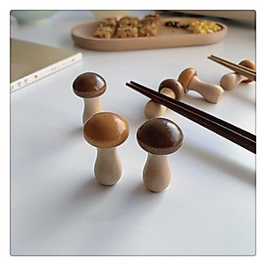 GISELA D 6Pcs Super Cute Small Mushroom Chopsticks Stand Rest Rack Spoon Fork Knife Holder Set,Creative Mushroom Shape Kitchen Accessories for Home Decoration
