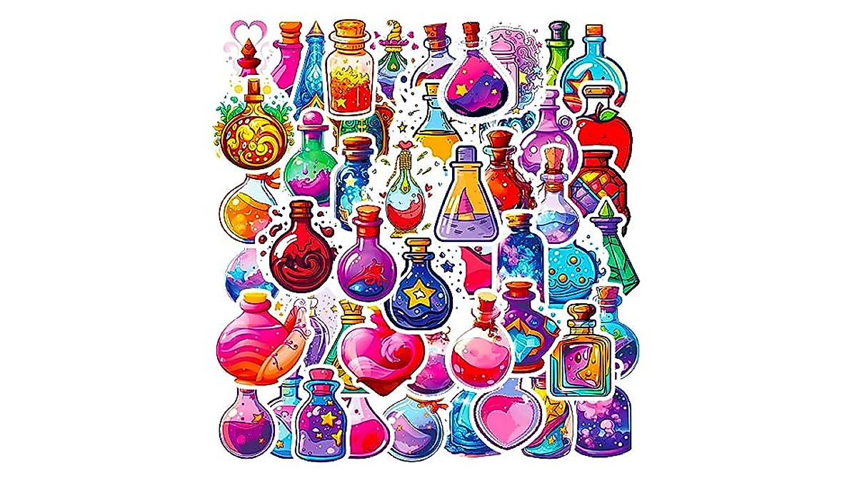 50Pcs Cute Magic Potion Stickers for Laptops & Notebooks