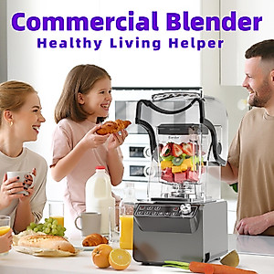 TOPKITCH Commercial Blender 70oz 3.5 hp 5 Programmable Function,Quiet Blender with Digital Waterproof Touchpad and Quiet Sound Enclosure - 120V