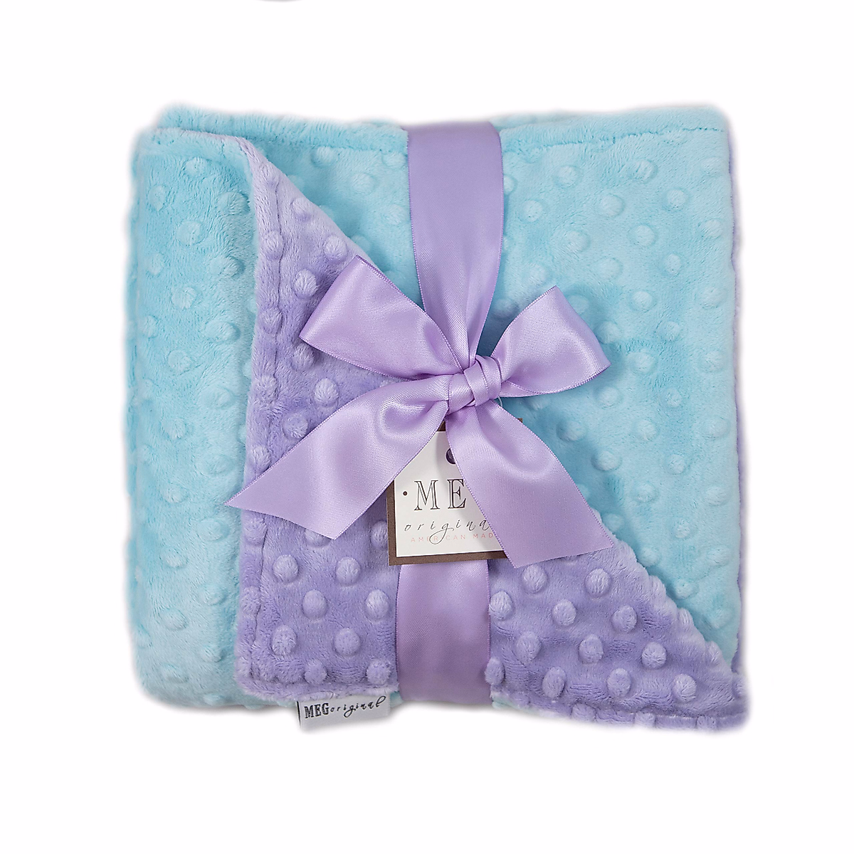 MEG ORIGINAL Lavender & Aqua Minky Dot Baby Girl Blanket