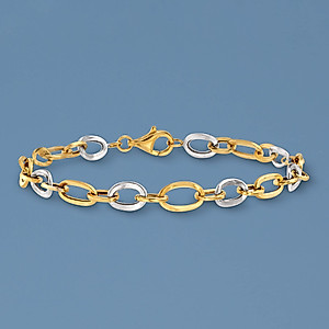 Ross-Simons 14kt 2-Tone Gold Oval-Link Bracelet. 8 inches