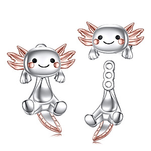 VONALA Axolotl Earrings for Women 925 Sterling Silver Axolotl Jewelry Axolotl Stud Earrings Fun Cute Animal Earrings Gifts Birthday Hypoallergenic
