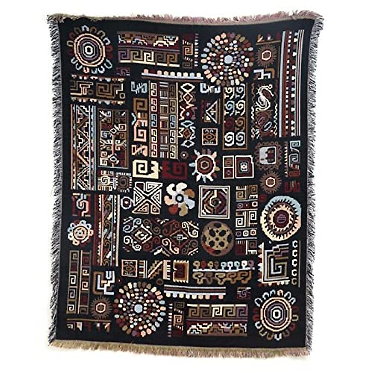 UNIGARDEN Boho Throw Blanket, Cotton Throw Blankets for Couch Soft Chair Beding Bohemian Decor (Small 51X63Inches, Black)