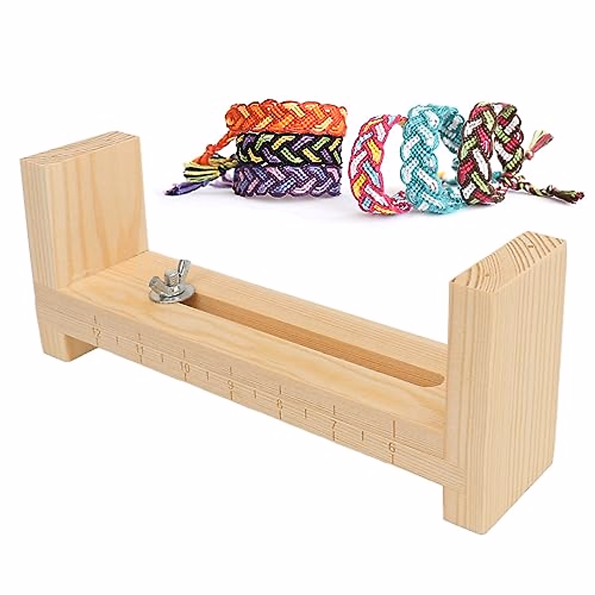 Alomejor Wooden Paracord Bracelet Jig Adjustable Craft Tool Kit for DIY Braiding Weaving Simple Portable with Adjustable Distance Slider