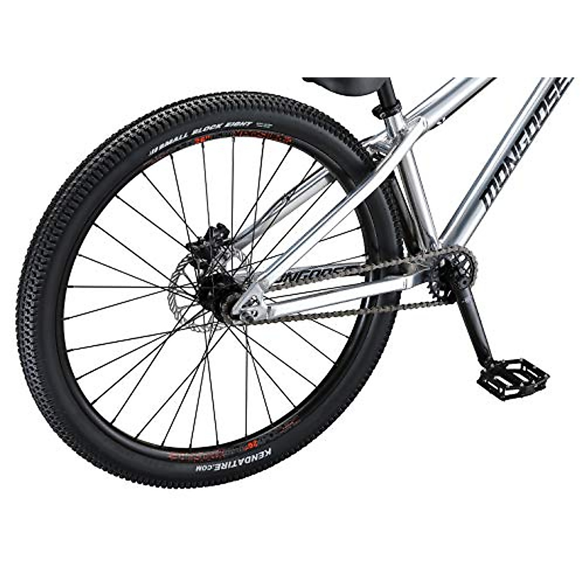 Mongoose Fireball Dirt Jump Mountain Bike, 26-Inch Wheels, Mechanical Disc Brakes, Chrome