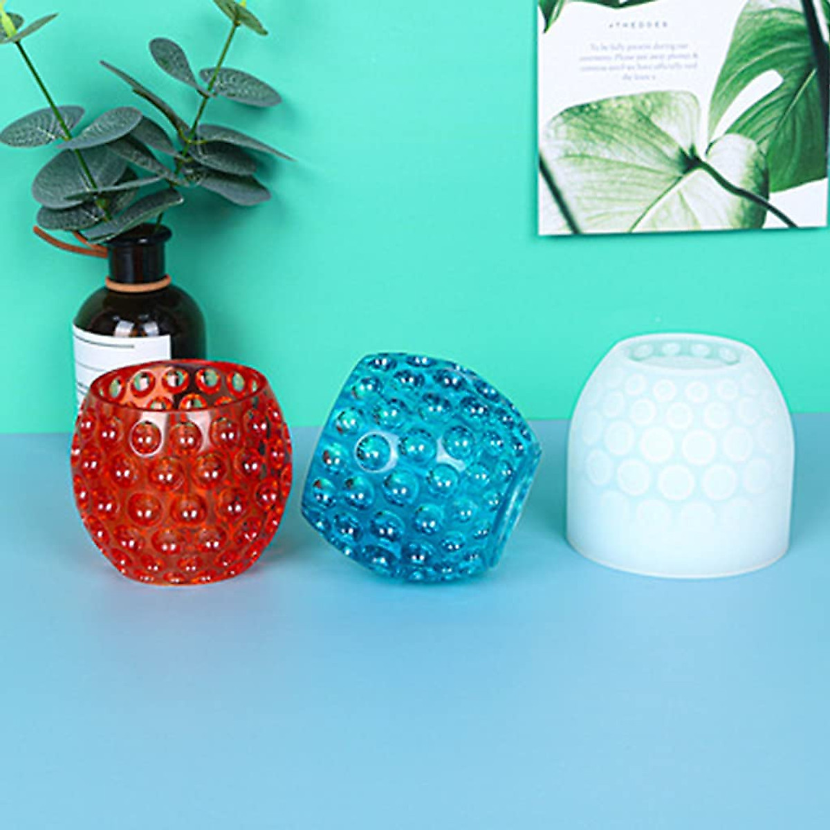 Handmade Candlestick UV Crystal Epoxy Resin Mold Jewelry Tray Storage Box Silicone Mould Flower Pot Planter Resin Mold DIY Crafts Home Decorations Ornaments Casting Mold